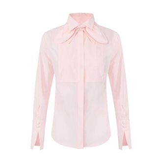 Elisabetta Franchi Baumwollhemd mit Schleife - - Blouses & Shirts - Damen - Rosa - S