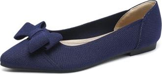 Generic Chaussures de danse latine pour femme - Chaussures plates &agrave; enfiler pour femme - Confortables et &eacute;l&eacute;gantes - Avec noeud - Bleu - Pointure 38 - Confort