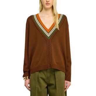 Semicouture Pull col V - Femme - Pulls - Brun - Taille: 38 FR