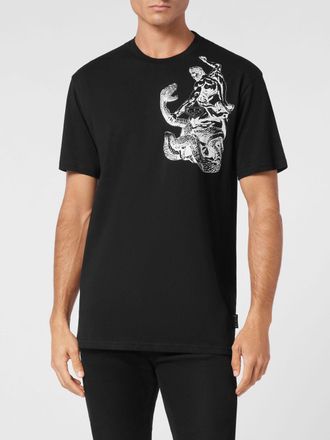Philipp Plein T-shirt en coton avec imprim&eacute; graphique Snake et logo contrastant