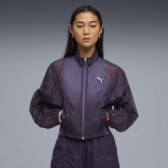 Puma Veste oversize tiss&eacute;e Dare To Femme, V&ecirc;tements, Violet, XL