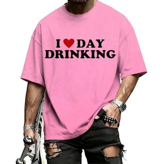 Generic T-shirts amusants pour hommes - Lettres imprimées col rond en coton T-shirts décontractés tendance tendance coupe ample T-shirt quotidien vacances, ro