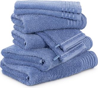 M&ouml;ve Handtuchset New Classic 8-TLG Handt&uuml;cher - 2X 20x15 cm + 2X 30x50 cm + 2X 50x100 cm + 2X 67x140 cm, 100% Baumwolle, Cornflower