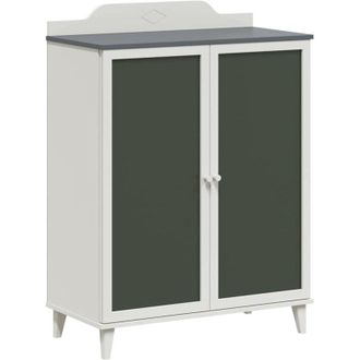 vidaXL Schrank mit zwei T&uuml;ren und Tafel-Front ROROS Grau und Wei&szlig; vidaXL