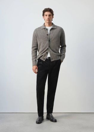 Mango Pantalon velours c&ocirc;tel&eacute; pinces regular-fit noir - Homme - 38 - MANGO MAN
