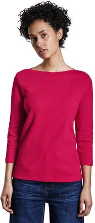 Street One Damen A322590 Shirt Mit Rippstruktur, Power Berry, 44 EU