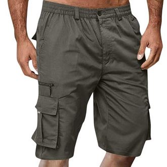 Generic Short cargo pour homme &agrave; taille &eacute;lastique avec poche zipp&eacute;e - Coupe d&eacute;contract&eacute;e - S&eacute;chage rapide - Longueur genou - Pour lext&eacute;rieur et les voyages, m