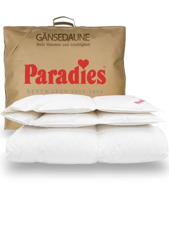 Paradies Daunendecke 155x220 cm 840g - Gabi 90, Ganzjahresdecke mit 100% Baumwolle + RDS-zertifizierten G&auml;nsedaunen/-Federn 90% Daunen + 10% Federn