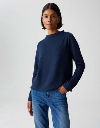 OPUS Sweatshirt GLUME STRUCTURE mit Struktur Funnel Neck, weicher Griff, 3-dimensionale Struktur