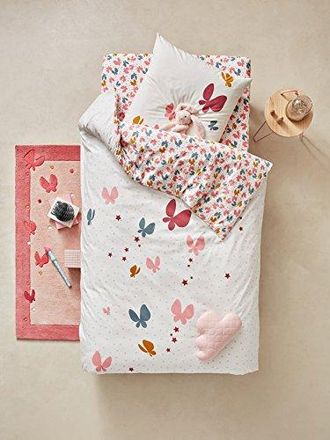 Vertbaudet Parure Housse de Couette + taie doreiller Enfant ENVOLEE Rose imprimé 140X200 63X63