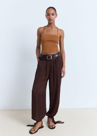Mango Pantalon ballon nauds chocolat - Femme - 38 - MANGO