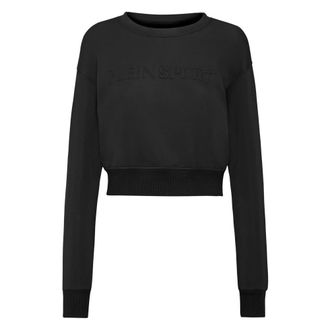 Plein Sport Femme, Sweatshirts et sweats &agrave; capuche, Noir, Taille: 38 FR Cropped SweaT-shirt LS