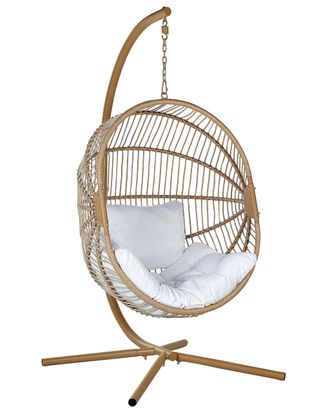 Beliani H&auml;ngesessel aus beige Rattan mit Metallgestell Acri