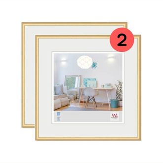 Walther Design Bilderrahmen New Lifestyle Kunststoffrahmen 20x20 cm Gold, Doppelpack, KV220GD