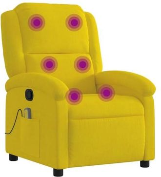vidaXL Fauteuil de Massage Inclinable, Chaise de Relaxation avec Dossier, Si&egrave;ge avec Accoudoirs Rembourr&eacute;s Salon, Moderne, Jaune Velours