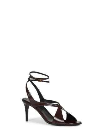Khaite Womens Dark Brown Glazed Leather Sandals Calf