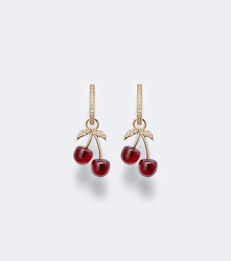 Sydney Evan Ohrringe Cherry aus 14kt Gelbgold mit Diamanten und Granaten