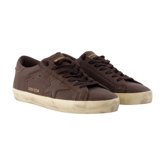 Golden Goose Mens Super Star Sneakers - Golden Goose Deluxe Brand Leather Brown Shoes