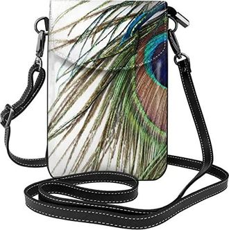 IUBBKI Plume de Paon Téléphone Portable Porte-Monnaie - Petit Portefeuille en Cuir à Bandoulière Femmes Bretelles Sac Carry Card Cosmétiques