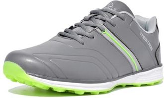 Generic Chaussures De Golf pour Hommes, Baskets De Marche Étanches en Cuir, Légères, sans Crampons, Antidérapantes pour Golf Et Course,Gris,44.5 EU