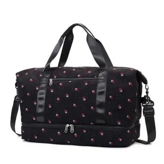 Generic Sac de sport de voyage pour femme et fille avec compartiment &agrave; chaussures, sac de sport spacieux pour voyage de nuit et loisirs, Noir, 12.6*9.06*4.72i
