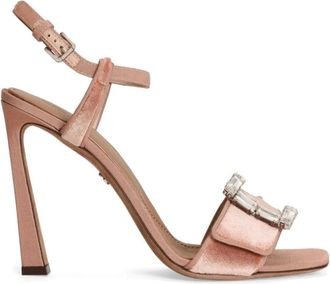 Dolce & Gabbana Femme, Chaussures, Rose, Taille: 39 EU Sandale en Velours avec Boucle Bijou