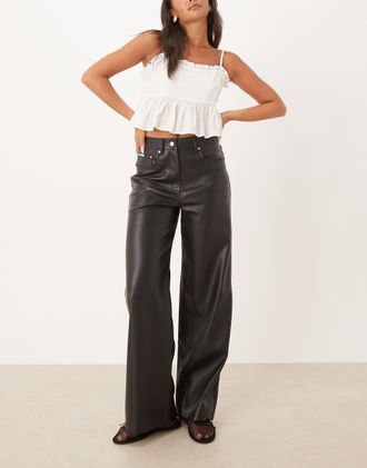 Calvin Klein Jeans Pantalon droit en similicuir - Noir