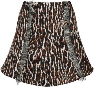 Ganni Jupe courte motif l&eacute;opard en coton m&eacute;lang&eacute;