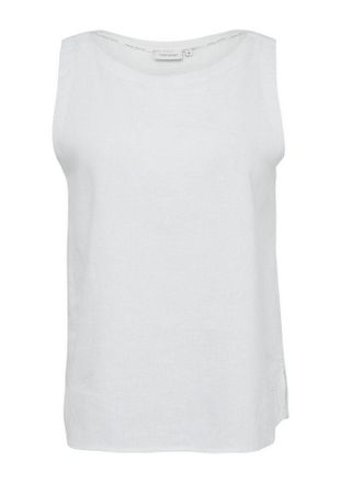 Comma Blusentop Bluse &Auml;rmelloses Leinenmix-Top mit U-Boot-Ausschnitt