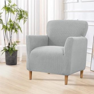 Shanna Housse de chaise de banquet extensible : 1 housse de fauteuil tricotée de luxe du milieu du siècle - Antidérapante - Couleur unie - Pour bureau, récep