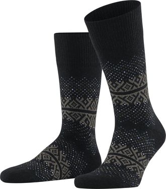 Falke Herren Socken Inverness Wolle Kaschmir gemustert 1 Paar, Schwarz (Black 3000), 39-42