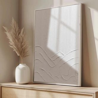 DekoArte Bilder Wandbilder Wohnzimmer in relief ALBA 60x90cm - Bilder inklusive wei&szlig;em Rahmen