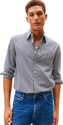 Tommy Hilfiger Herren Flex Poplin Big Gingham Rf Mw0Mw41713 L/S Shirt, Black (Black/Check), L