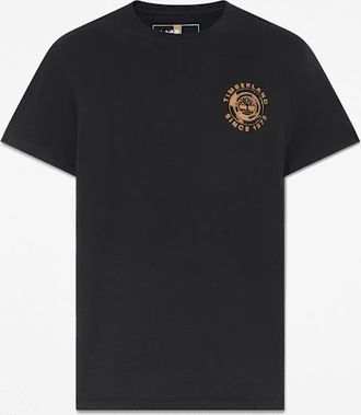 Timberland Strukturiertes All Gender Kurzarm-T-Shirt mit angerautem Logo in Schwarz, Schwarz, Gr&ouml;&szlig;e