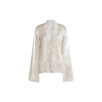 Alberta Ferretti Femme, Blouses et Chemises, Beige, Taille: 40 FR Blouse en satin avec manches cape