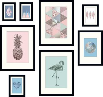 Eurographics Eurographics Glamorous Patchwork Bilderrahmen-Set, Glas/Holz, Bunt, verschiedenen Größen, 8