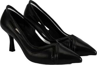 Desa Escarpins pour Femme - Tige en Cuir, Talon Aiguille, &agrave; Enfiler, Respirants | Noir - 37