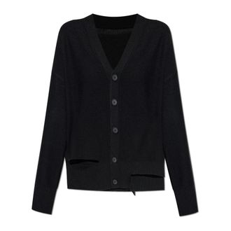 Maison Margiela Strickjacke mit Wollbesatz - - Knitwear - Damen - Schwarzk - L