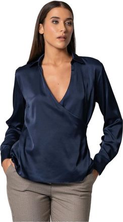 Kocca Femme, Blouses et Chemises, Bleu, Taille: 44 FR Chemisier Doux Crois&eacute;