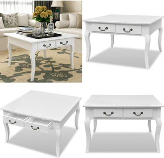 vidaXL Couchtisch mit 4 Schubladen Wei&szlig; - Couchtisch - Wei&szlig;er Couchtisch - Holz Couchtisch - MDF Couchtisch - Sideboard - Home & Living