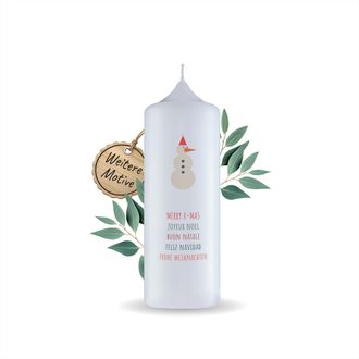 Engels Kerzen Stumpenkerze Ø7 H 20cm Schneemann - Weihnachtskerze mit festlichem Motiv. Handgemachte Kerze mit langer Brenndauer, ideal für Adventszeit. Made in Ger