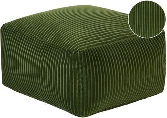 Beliani Pouf Ottoman Rectangulaire en Velours C&ocirc;tel&eacute; Rembourr&eacute; Vert Accessoire D&eacute;co Mukki