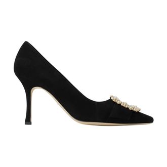 Manolo Blahnik Femme, Chaussures, Noir, Taille: 38 EU Escarpins noirs à talons hauts avec ornements de perles