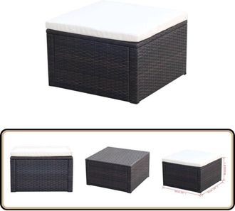 vidaXL Hocker mit Kissen Poly Rattan 53×53×30 cm Braun - Gartenstuhl - Outdoor Möbel - Lounge Chair - Terrassenmöbeln - Rattan Sessel