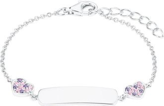 Prinzessin Lillifee Identarmband 925 Sterling Silber Mädchen Kinder Armschmuck, mit Zirkonia synth., 12+2 cm, Silber, Herz, Kommt in Schmuck Geschenk Box, 2027208