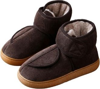 Generic Bottes de Neige Femme Hommes Hiver Chaude Peluche Fourr&eacute;s Chaussons Antid&eacute;rapant Pantoufles Bottines Chaussures &agrave; enfiler for Personnes &acirc;g&eacute;es Women Br