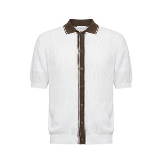 PESERICO Homme, Tops, Blanc, Taille: S Chemise en coton &agrave; manches courtes