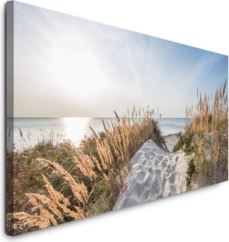 Paul Sinus Art GmbH Urlaub am Meer 120x 50cm Panorama Leinwand Bild XXL Format Wandbilder Wohnzimmer Wohnung Deko Kunstdrucke
