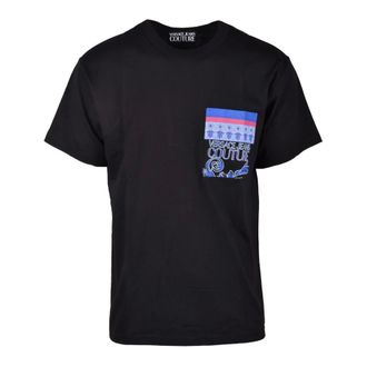 Versace Jeans Couture Homme, Tops, Noir, Taille: 2XL T-shirt en Coton avec Design Élégant