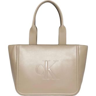 Calvin Klein Damen BOLD CK MEDIUM TOTE LV04F3218G Tote, Braun (Desert Taupe), Einheitsgr&ouml;&szlig;e, Braun (Desert Taupe), One size